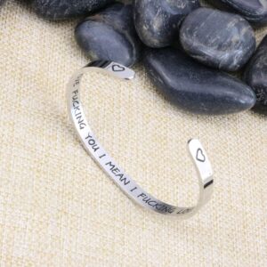 Love Bracelet for Women I Love Fucking You I Mean I Fucking Love You Mantra Cuff Bracelet Funny Anniversary Valentine’s Day Gift for Wife Girlfriend Lover