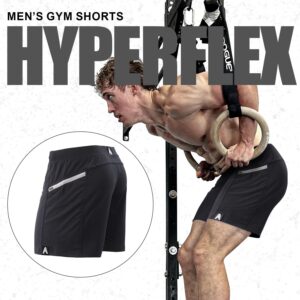 Anthem Athletics Hyperflex 5 Inch Men's Workout Shorts - Zipper Pocket Short for Running, Athletic & Gym Training - Black Onyx G2 - Medium