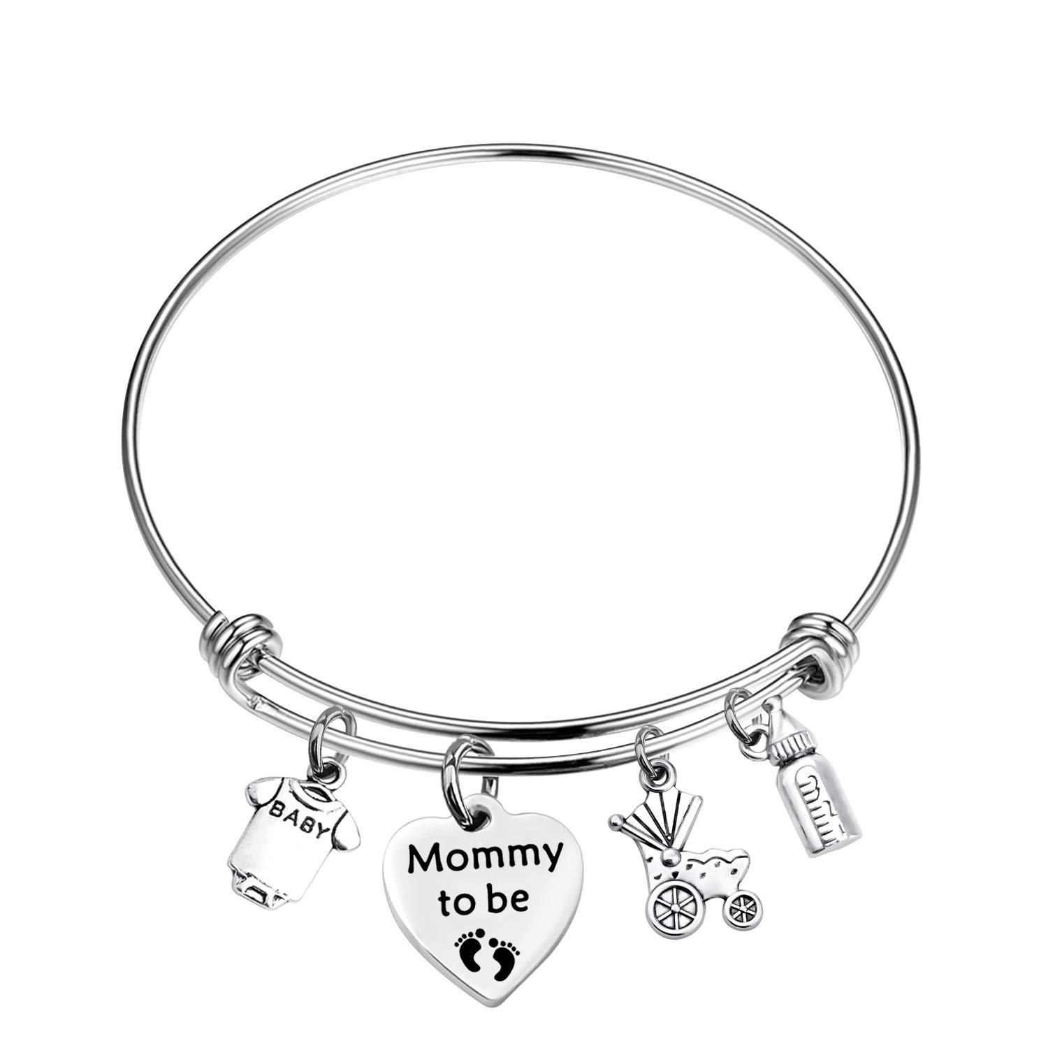 CHOORO Mommy to Be Bracelet Expectant Mother Bracelet New Mom Gift Pregnancy Announcement Gift for Mother-to-be (Heart Mommy to be bb)