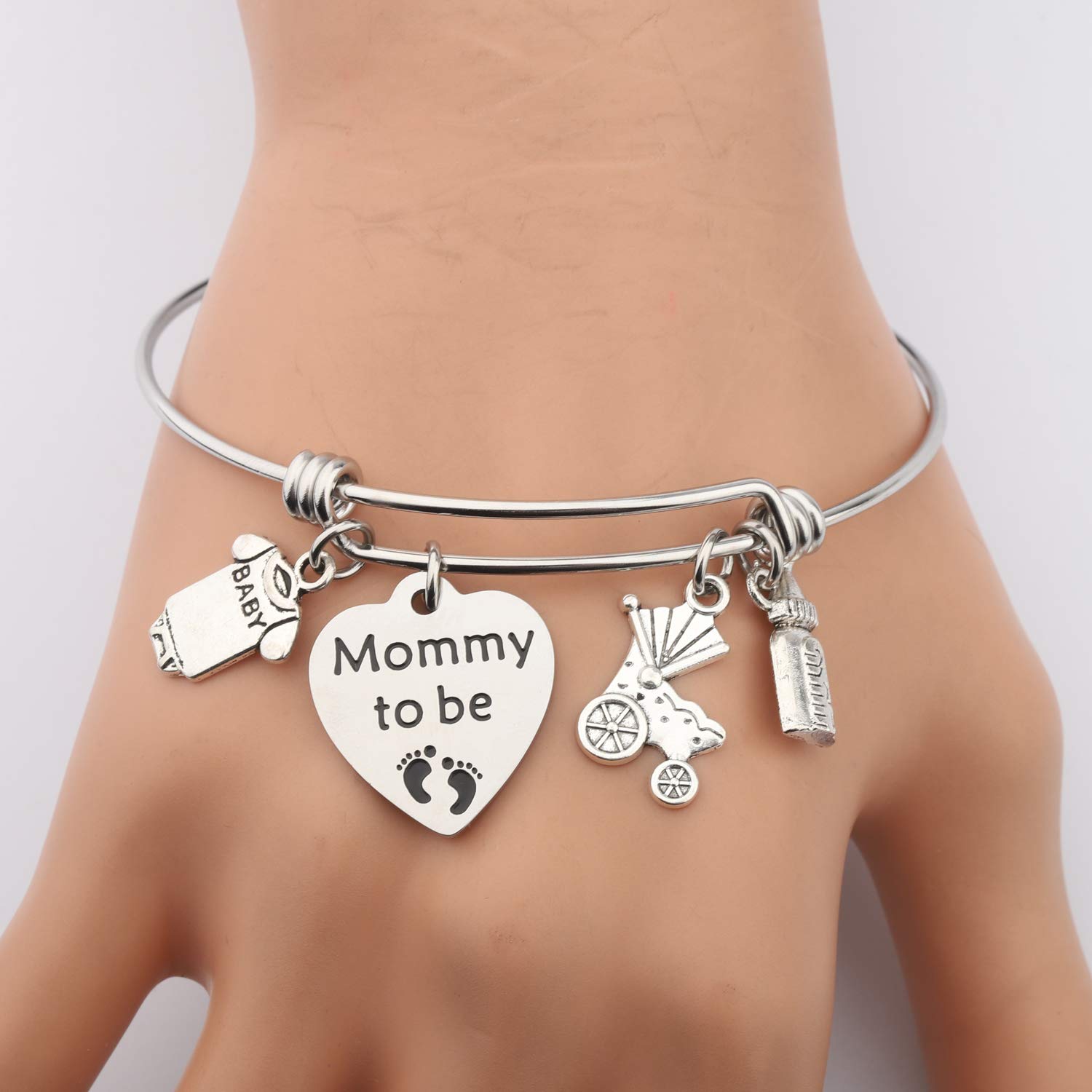 CHOORO Mommy to Be Bracelet Expectant Mother Bracelet New Mom Gift Pregnancy Announcement Gift for Mother-to-be (Heart Mommy to be bb)