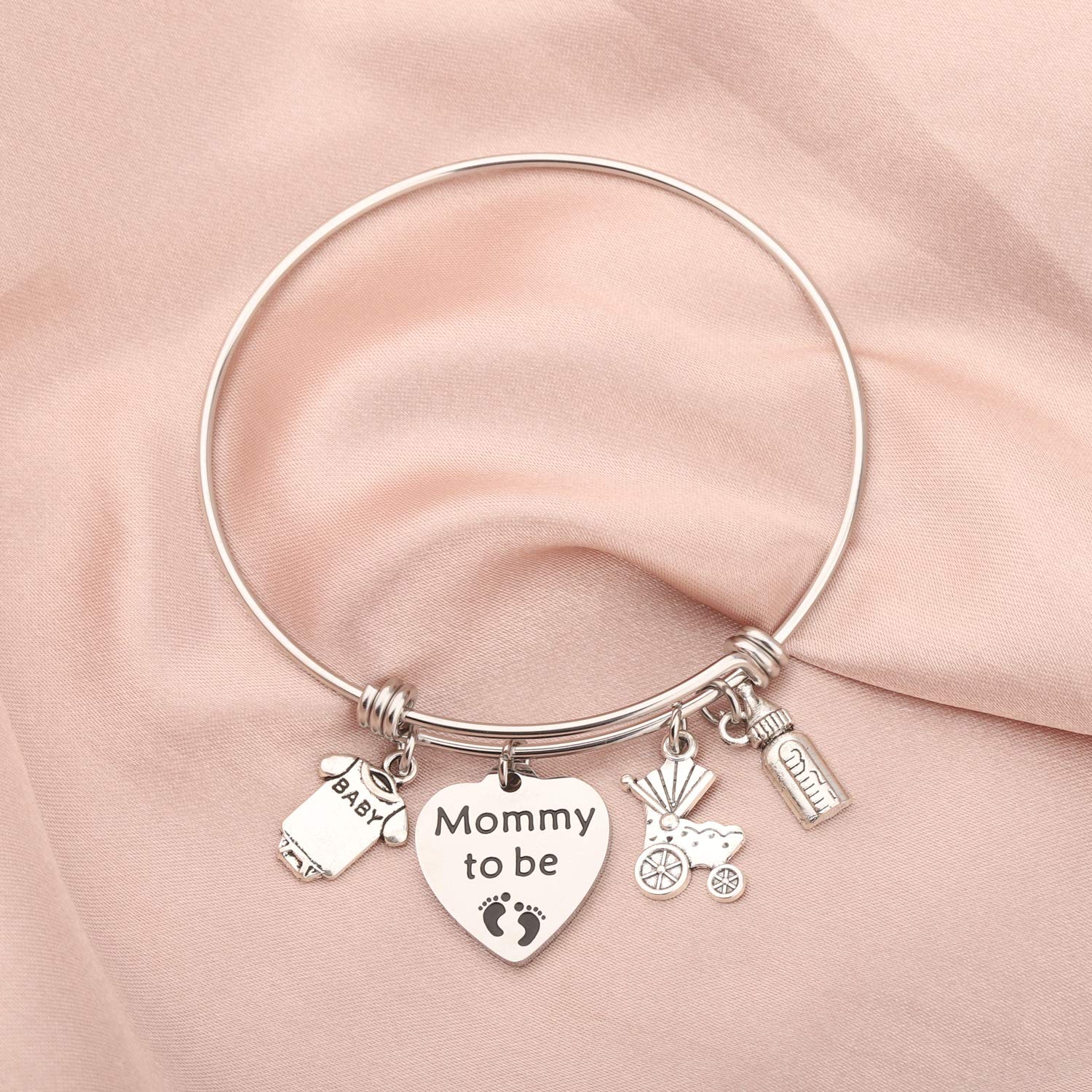 CHOORO Mommy to Be Bracelet Expectant Mother Bracelet New Mom Gift Pregnancy Announcement Gift for Mother-to-be (Heart Mommy to be bb)