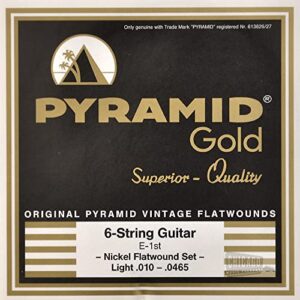 pyramid gold flatwound light electric guitar strings 10-465