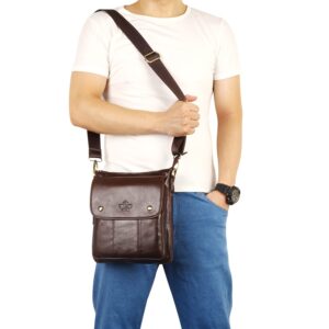 ZZNICK Genuine Leather Messenger Bag, Sling Bag Crossbody Shoulder Bags for Travel Work Business (Brown-2303, Medium)