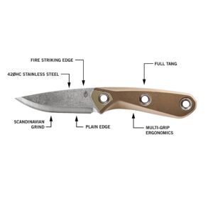 Gerber Gear Principle - Fixed Blade Knife for Hunting, Fishing & Camping Gear - Coyote Brown