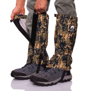 pike trail waterproof adjustable leg gaiters: for hiking in mud, sand, and snow - hunting, mountain climbing, or snowshoeing