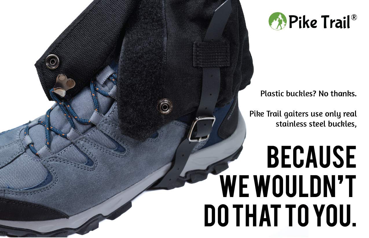 Pike Trail Waterproof Adjustable Leg Gaiters: for Hiking in Mud, Sand, and Snow - Hunting, Mountain Climbing, or Snowshoeing