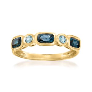 ross-simons 0.90 ct. t.w. london and sky blue topaz ring in 14kt yellow gold. size 8