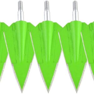 AMEYXGS 150 Grain Broadheads Archery Hunting Arrowheads Metal Arrow Tips Screw-in Arrow Heads with Box for Shooting Practice (Green)