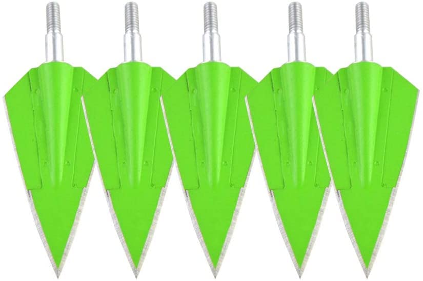 AMEYXGS 150 Grain Broadheads Archery Hunting Arrowheads Metal Arrow Tips Screw-in Arrow Heads with Box for Shooting Practice (Green)