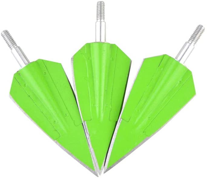 AMEYXGS 150 Grain Broadheads Archery Hunting Arrowheads Metal Arrow Tips Screw-in Arrow Heads with Box for Shooting Practice (Green)