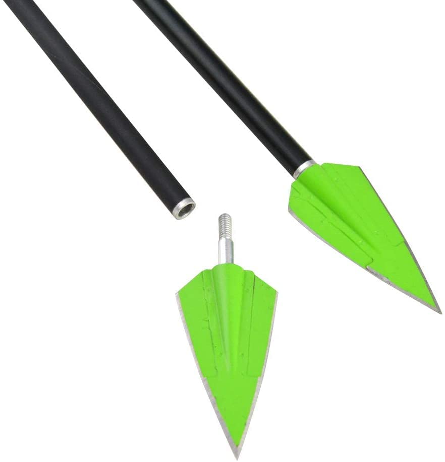 AMEYXGS 150 Grain Broadheads Archery Hunting Arrowheads Metal Arrow Tips Screw-in Arrow Heads with Box for Shooting Practice (Green)