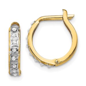 diamond2deal 14k yellow gold diamond hoop earrings fine jewelry for women (l-13 mm, w-2 mm)