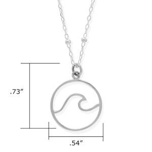 Boma Jewelry Sterling Silver Wave Water Element Circle Round Pendant Necklace, 18 Inches