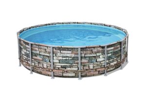 bestway 56965e power steel 16' x 48" set above ground pool, stone