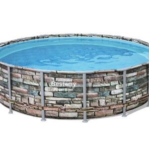 Bestway 56965E Power Steel 16' x 48" Set Above Ground Pool, Stone