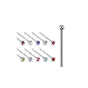 luxe modz 20ga surgical steel 1.5mm fish tail nose ring with press fit fishtail custom bend nose stud assorted cz colors randomly picked 10 pieces