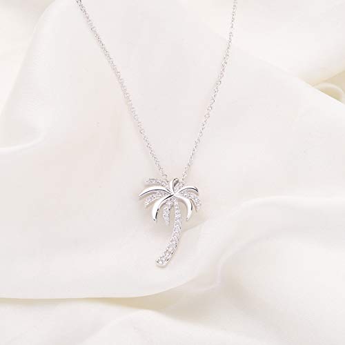 LQRI Tropical Beach Jewelry CZ Palm Tree Pendant Necklace Hawaii Bridal Beach Wedding Jewelry Bridesmaid Gifts (necklace)