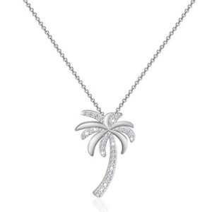 lqri tropical beach jewelry cz palm tree pendant necklace hawaii bridal beach wedding jewelry bridesmaid gifts (necklace)