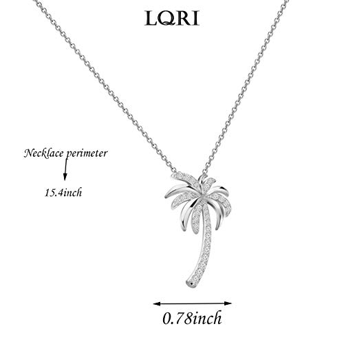 LQRI Tropical Beach Jewelry CZ Palm Tree Pendant Necklace Hawaii Bridal Beach Wedding Jewelry Bridesmaid Gifts (necklace)