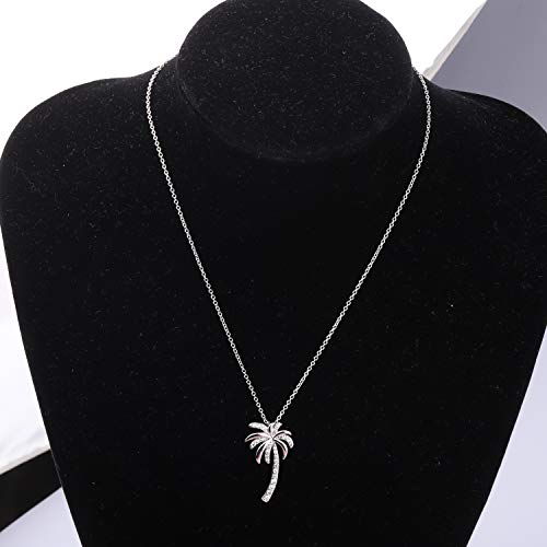 LQRI Tropical Beach Jewelry CZ Palm Tree Pendant Necklace Hawaii Bridal Beach Wedding Jewelry Bridesmaid Gifts (necklace)