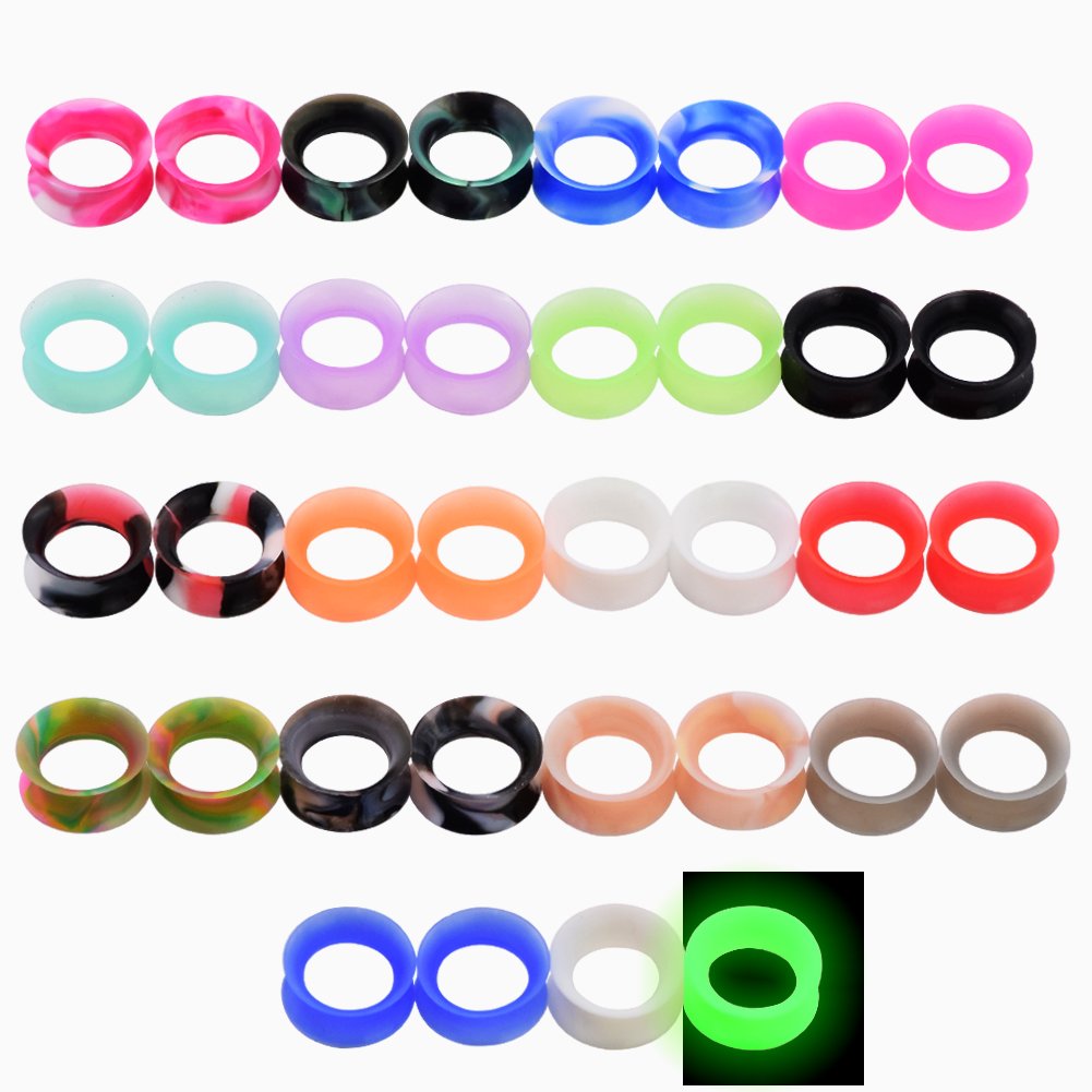 JOYTOYOU 30Pairs/60pcs Silicone Ear Gauges Plugs Stretching Kit Flesh Tunnels Expander 1/2"