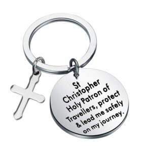 bobauna st christopher traveller keychain religious safe travel gift (st christopher journey keychain)