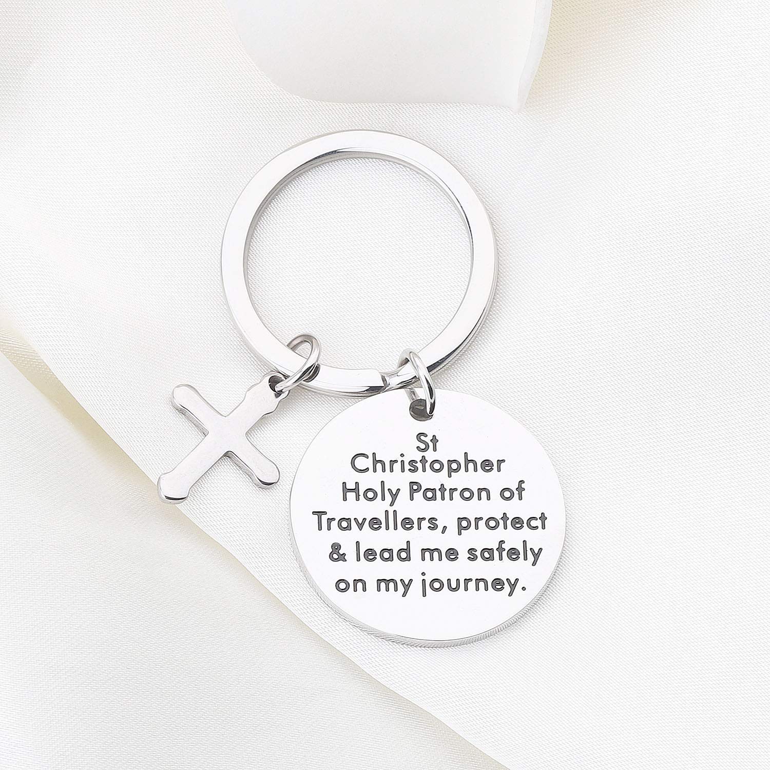 bobauna St Christopher Traveller Keychain Religious Safe Travel Gift (St Christopher journey keychain)