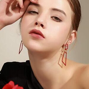 Chargances Bohemia Fashion Women Red Earrings Geometric Drop Earring Elegant and Simple Earrings Jewelry for Women