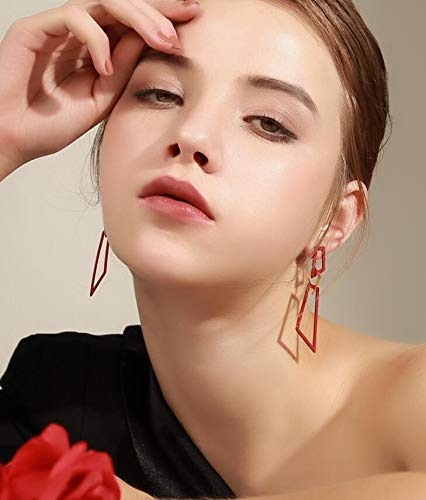 Chargances Bohemia Fashion Women Red Earrings Geometric Drop Earring Elegant and Simple Earrings Jewelry for Women