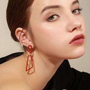 Chargances Bohemia Fashion Women Red Earrings Geometric Drop Earring Elegant and Simple Earrings Jewelry for Women