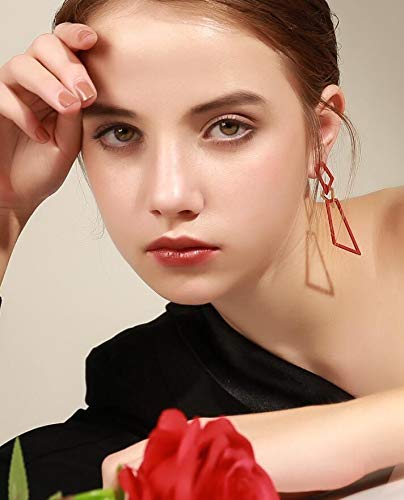 Chargances Bohemia Fashion Women Red Earrings Geometric Drop Earring Elegant and Simple Earrings Jewelry for Women