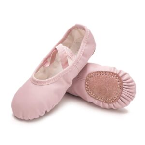 rosemoli ballet shoes for girls/toddlers/kids/women, leather yoga shoes/ballet slippers for dancing 3 little kid pink