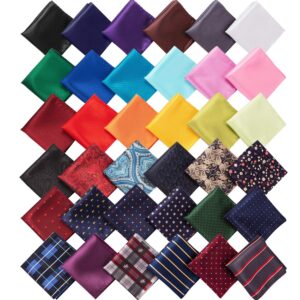 satinior 36 pieces men's pocket square handkerchief suit pocket square for men soft colored hankies for men party wedding, multicoloured, 8.3 x 8.3 inch