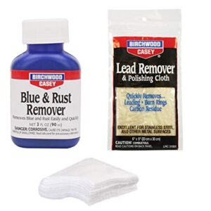 blue and rust remover and lead remover cloth with 40-50 quality bore cleaning patches for handguns/pistols/rifles/shotguns