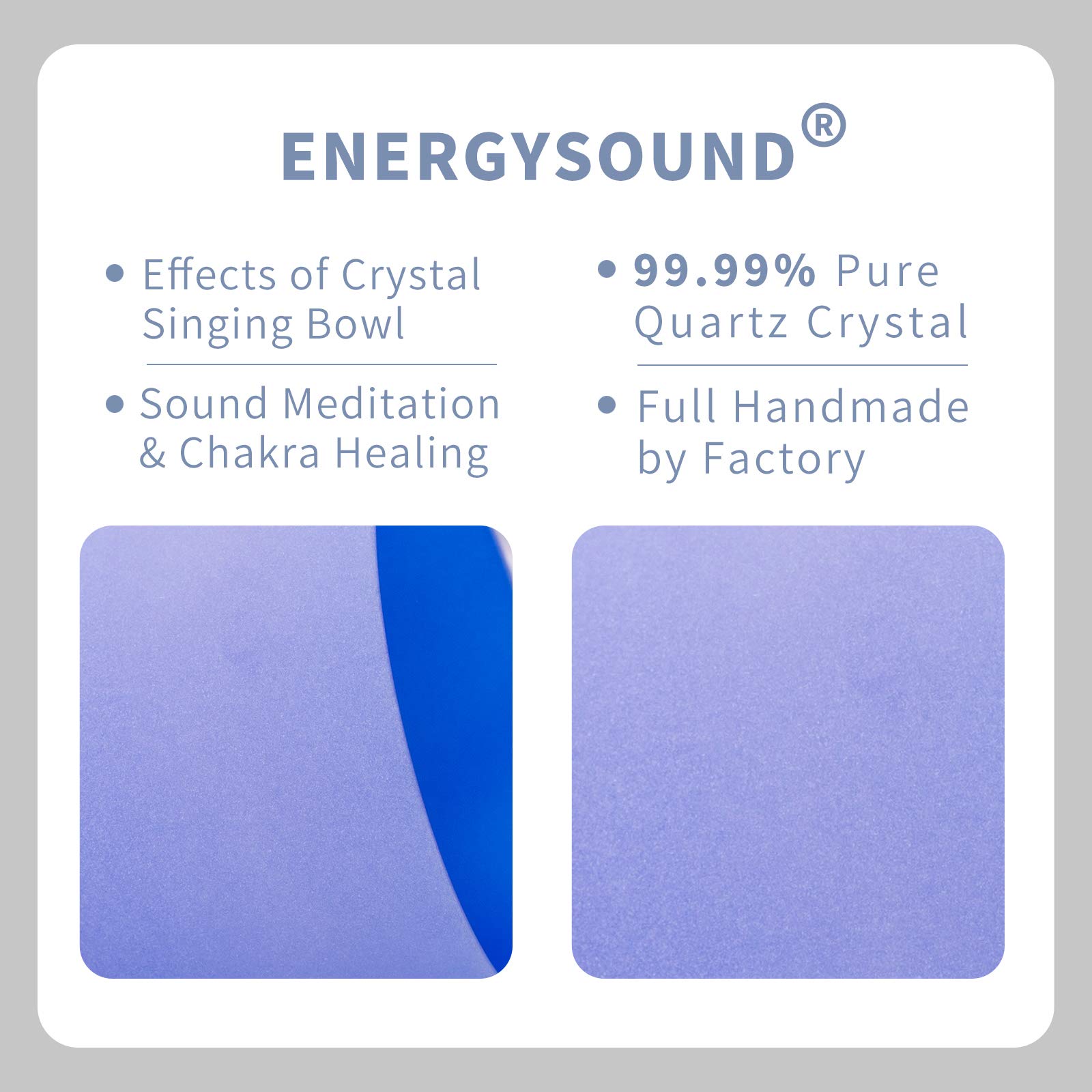 ENERGYSOUND Blue Colored Frosted G Note Throat Chakra Quartz Crystal Singing Bowl 10 inch +carrier bag mallet and o-ring included