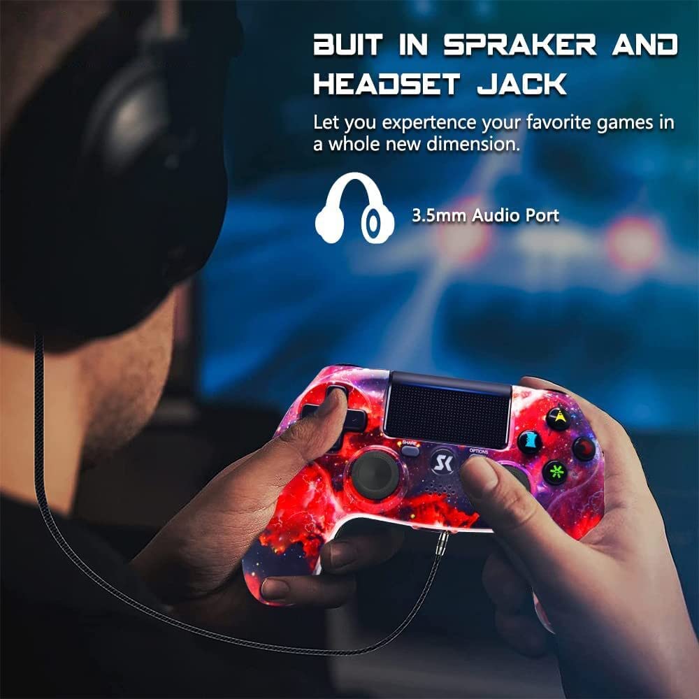 Wireless Controller for PS4, Controller for Sony PlayStation 4, Double Shock 6-Axis Motion Sensor, Sensitive Touch Pad, Built-in Speaker & Stereo Headphone Jack, Compatible with PlayStation 4/Pro/Slim