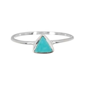 pura vida silver triangle stone ring - .925 sterling silver, genuine turquoise jewelry - size 8