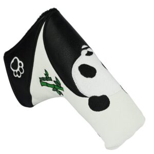 pinmei golf blade putter cover golf putter headcover synthetic leather closure for scotty cameron odyssey blade taylormade ping (white black panda)