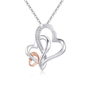 medwise three generations necklace for grandma gifts jewelry s925 sterling silver grandmother mom granddaughter mothers day necklace jewelry birthday gifts rose gold tone infinity love necklace