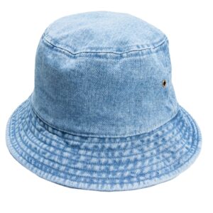 gelante solid color 100% cotton bucket hat for women and men packable travel summer beach hat 1900-denim blue-s/m