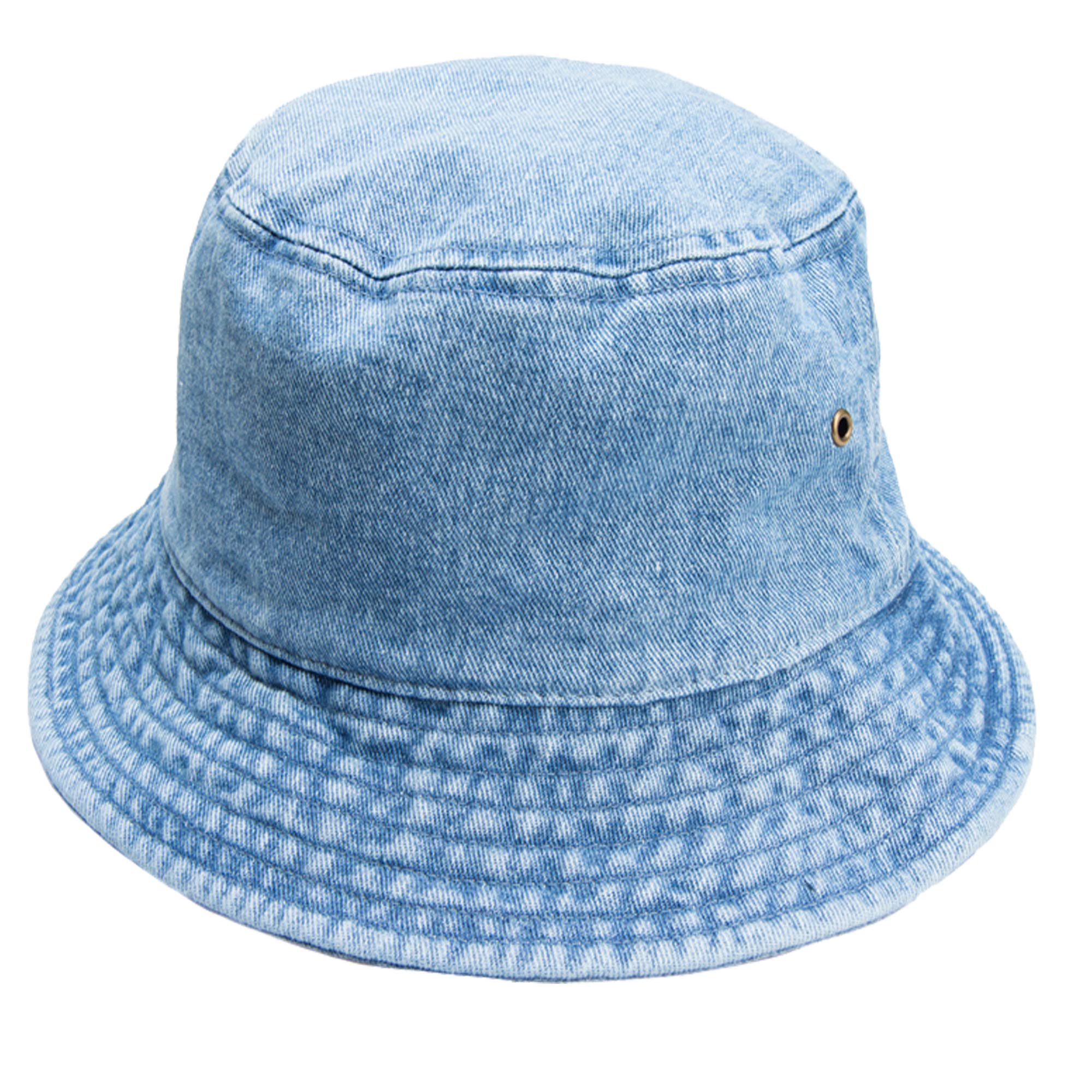 Gelante Solid Color 100% Cotton Bucket Hat for Women and Men Packable Travel Summer Beach Hat 1900-Denim Blue-S/M