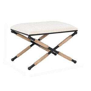 linon home décor farrow campaign accent stool, black