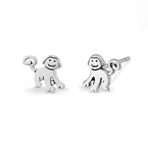 boma jewelry sterling silver little monkey jungle animal stud earrings