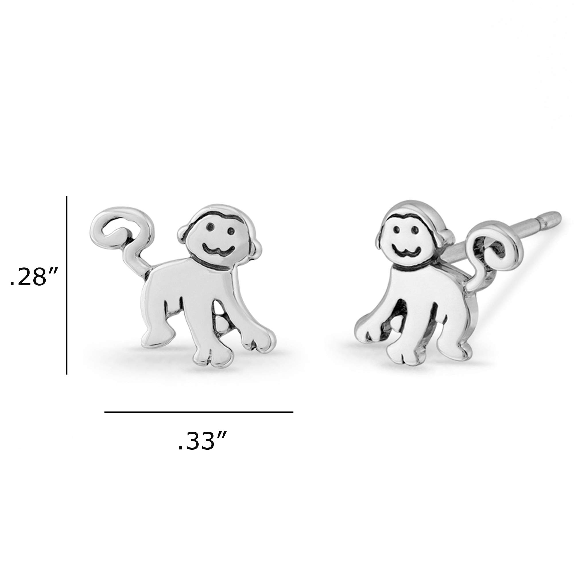 Boma Jewelry Sterling Silver Little Monkey Jungle Animal Stud Earrings