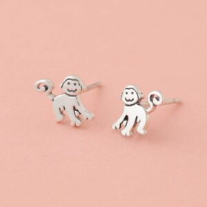 Boma Jewelry Sterling Silver Little Monkey Jungle Animal Stud Earrings