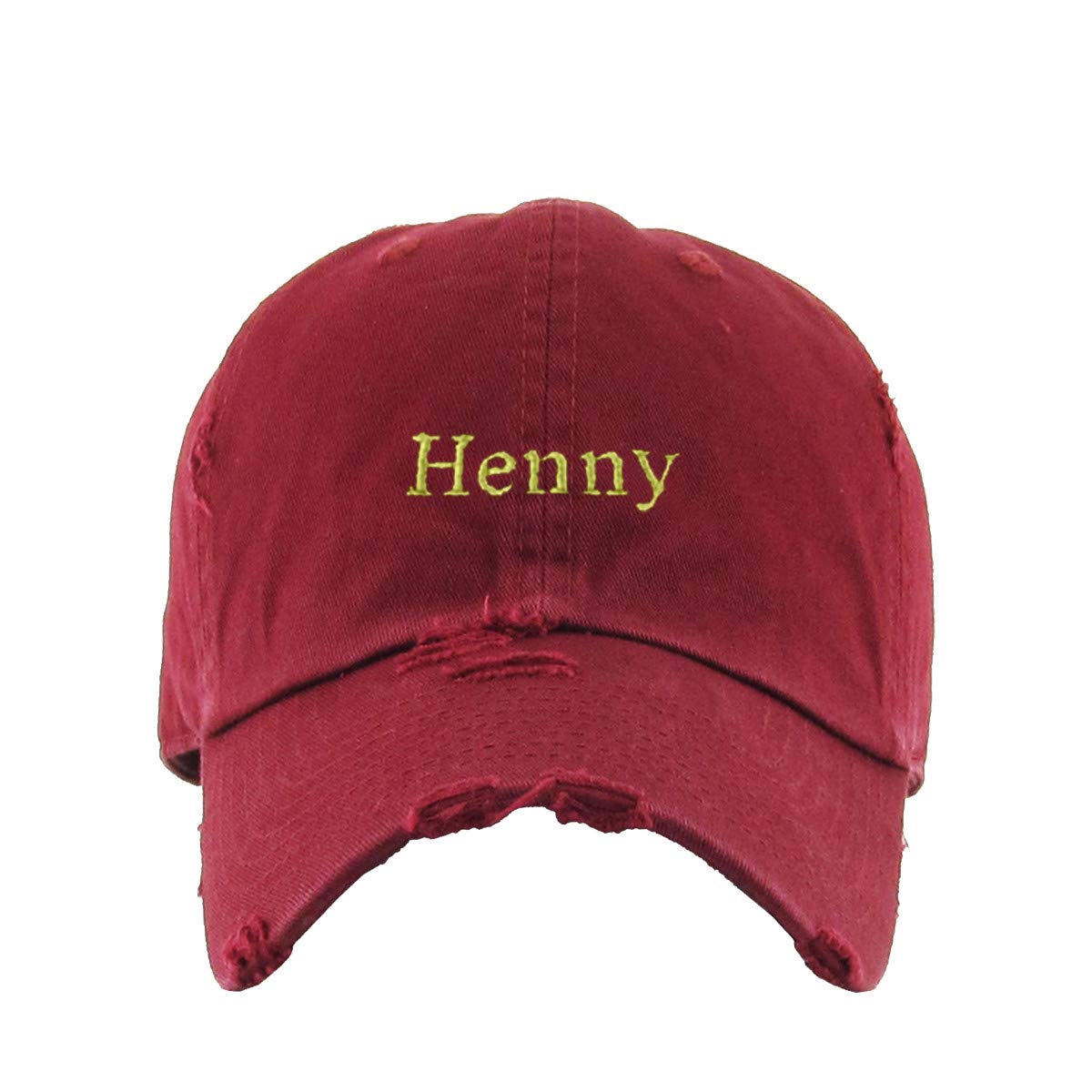 Henny Vintage Baseball Cap Embroidered Cotton Adjustable Distressed Dad Hat Maroon