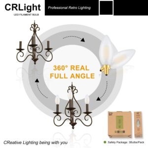 CRLight 6W Dimmable LED Candelabra Bulb 3200K Soft White, 60W Equivalent 600LM, E12 Base LED Filament Light Bulbs, Antique Edison B11 Candle Frosted Glass Chandelier Bulbs, Pack of 8