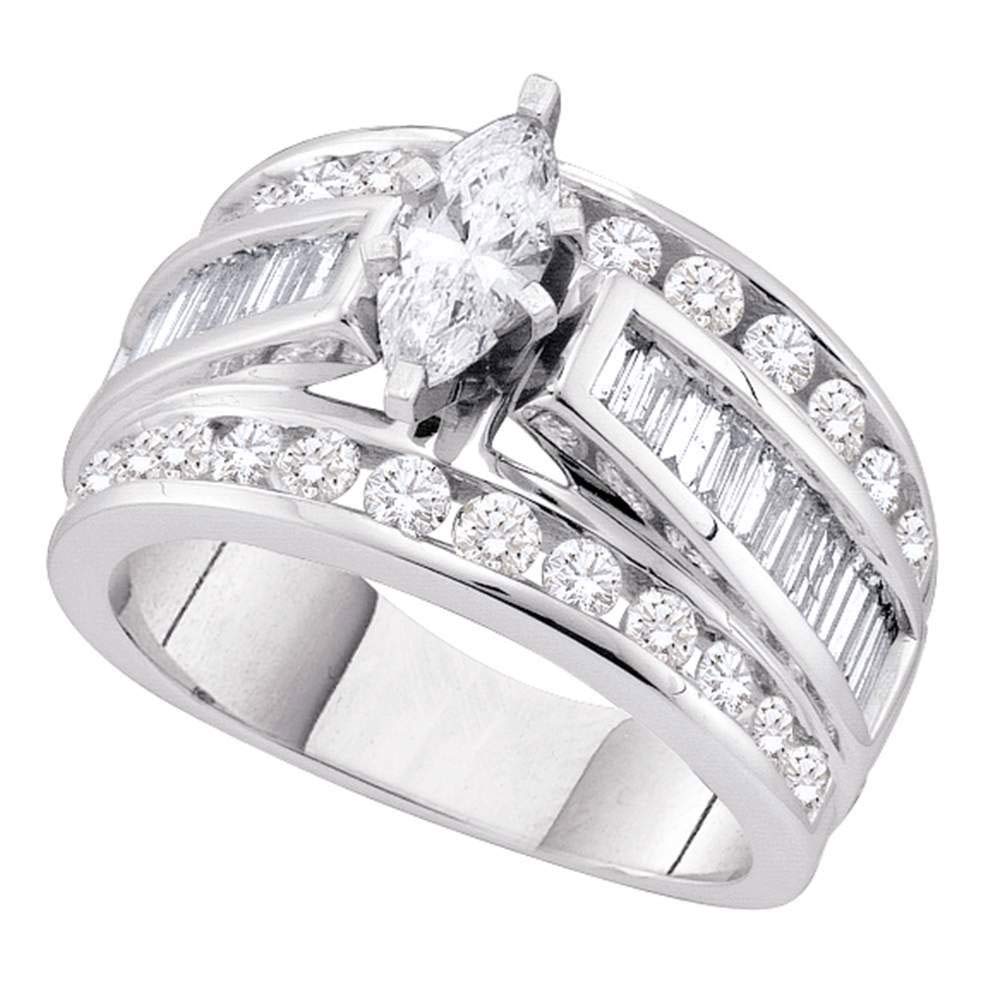 The Diamond Deal 14kt White Gold Womens Marquise Diamond Solitaire Bridal Wedding Engagement Ring 1.00 Cttw