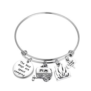 kuiyai happy camping bracelet the best days are spent camping bangle camper jewelry camping lovers gift (camping bracelet)