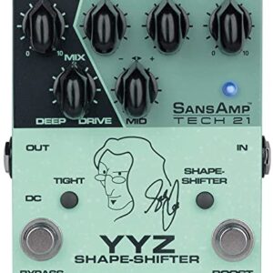 Tech 21 YYZ Geddy Lee Shape-Shifter Signature SansAmp Pedal Bundle with 2 MXR Patch Cables and Dunlop Pick Pack